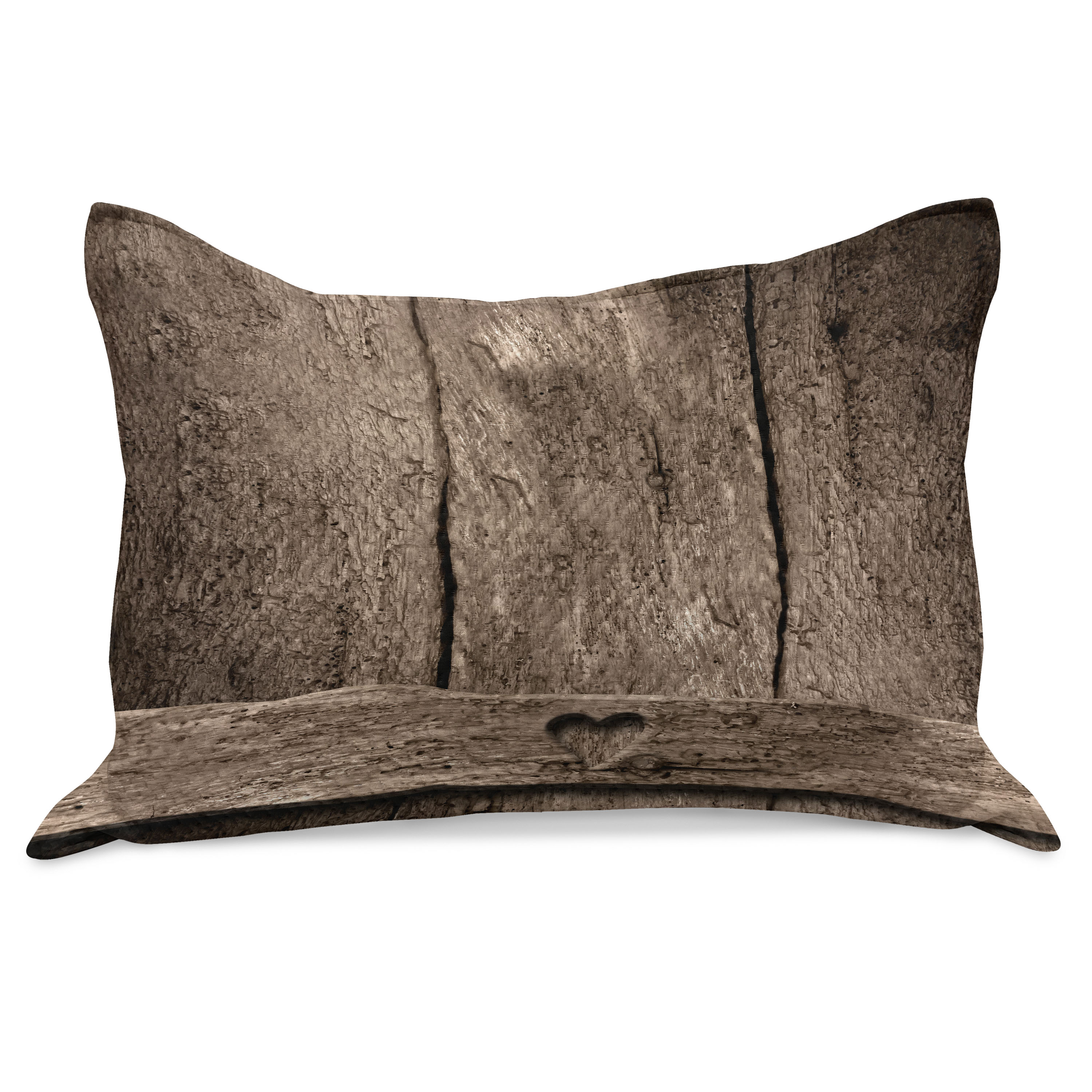 Prehistoric Country Knitted Quilt Pillowcover, Love Themed Romantic Heart Shape on Rustic Rough ...