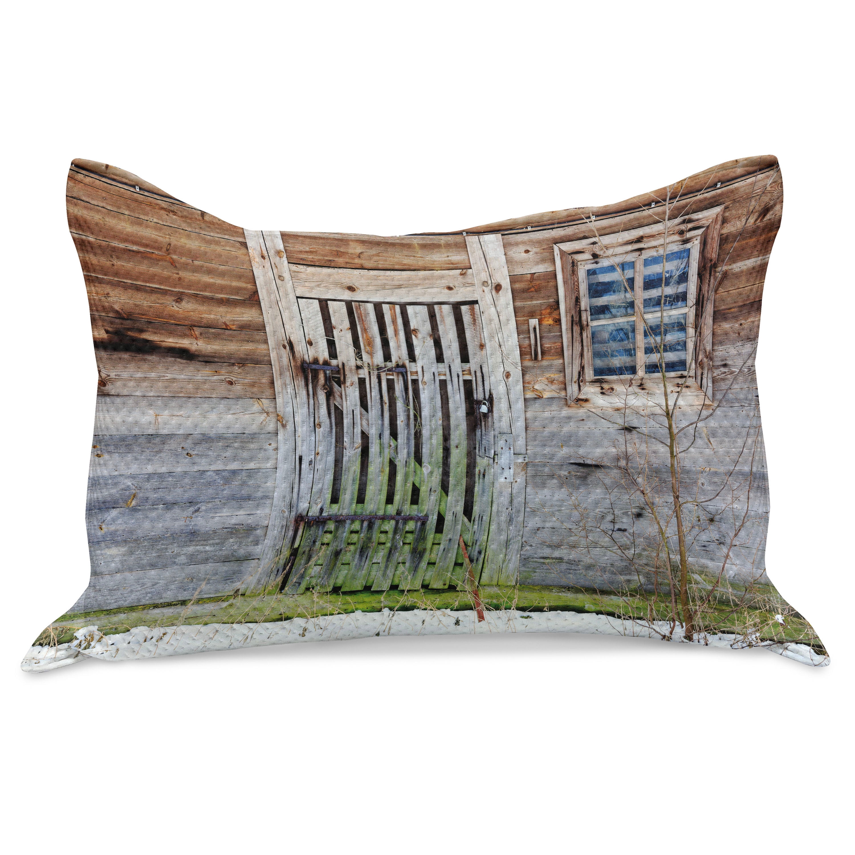 Prehistoric Country Knitted Quilt Pillowcover, Retro Neglected Old ...