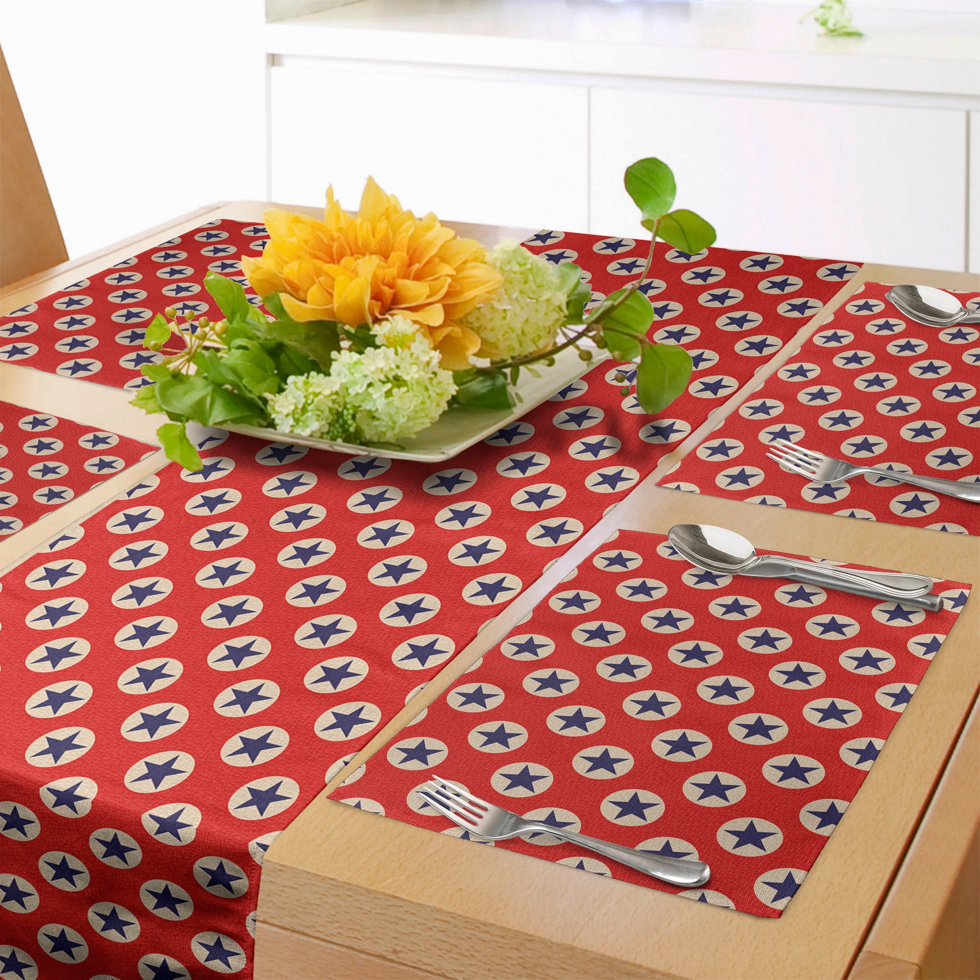 Prehistoric Country Table Runner & Placemats, Star Big Dots Retro ...