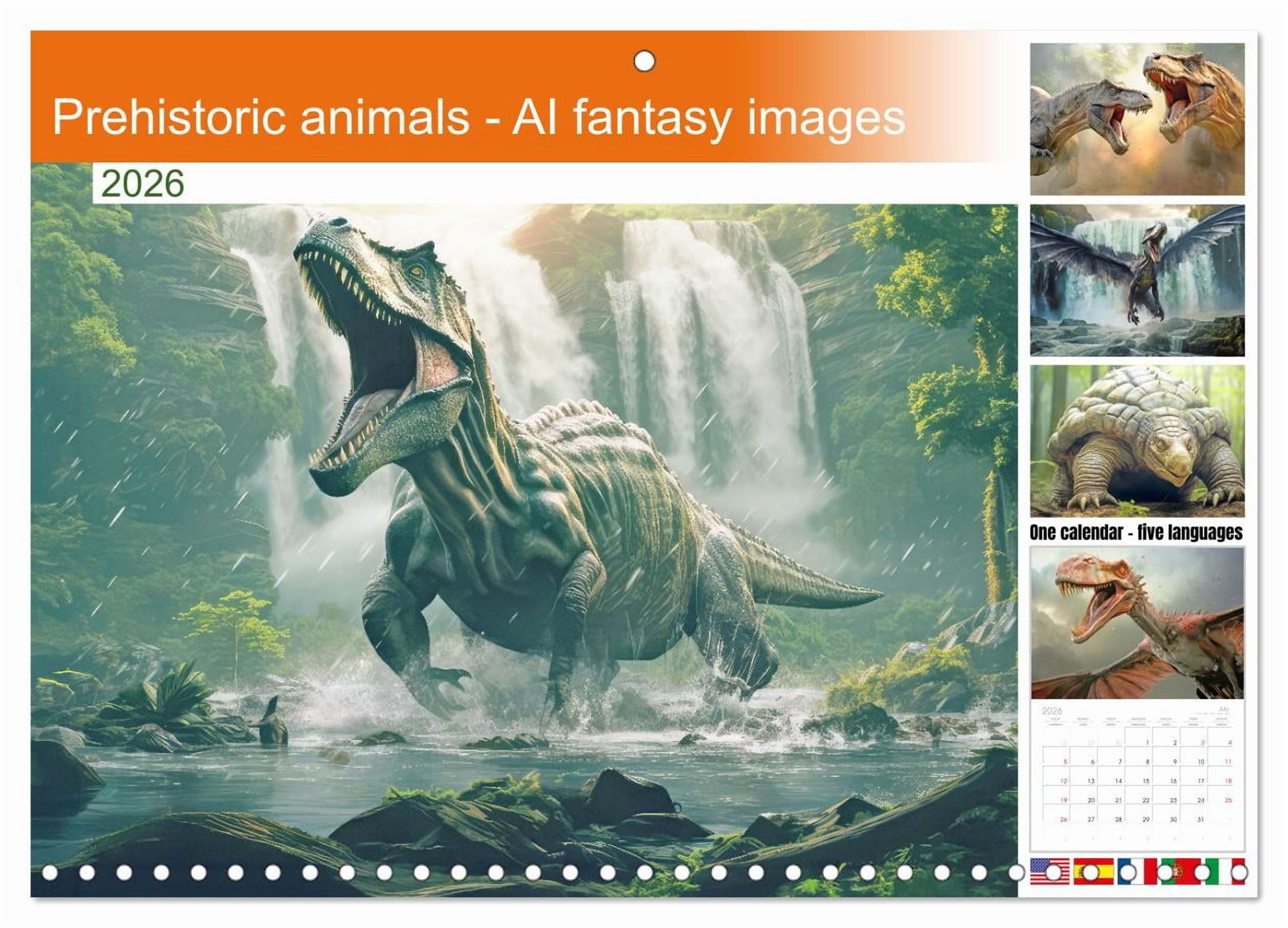 Prehistoric animals - AI fantasy images (Monthly Wall Calendar 2026 16. ...