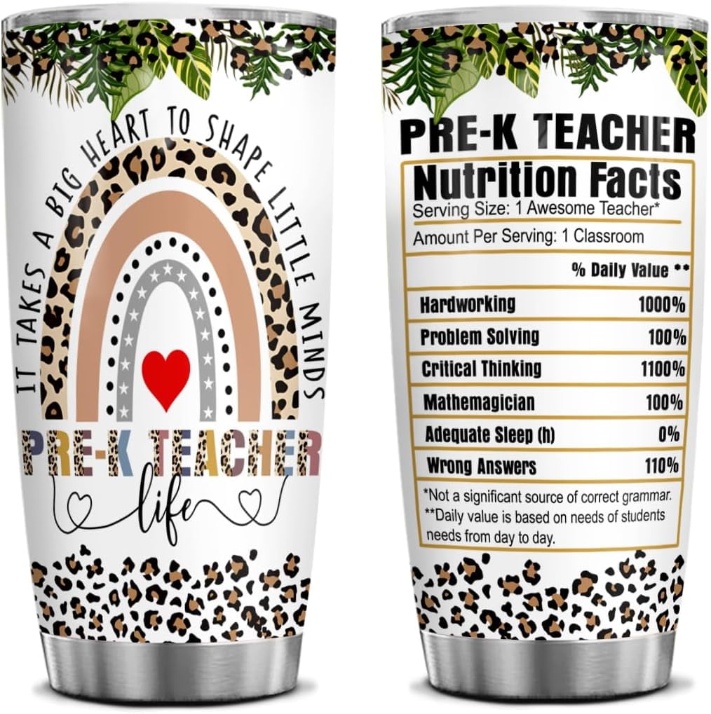 Prek Teacher Tumbler 20 Oz - Classroom Decor, Gifts, Essentials Cups ...