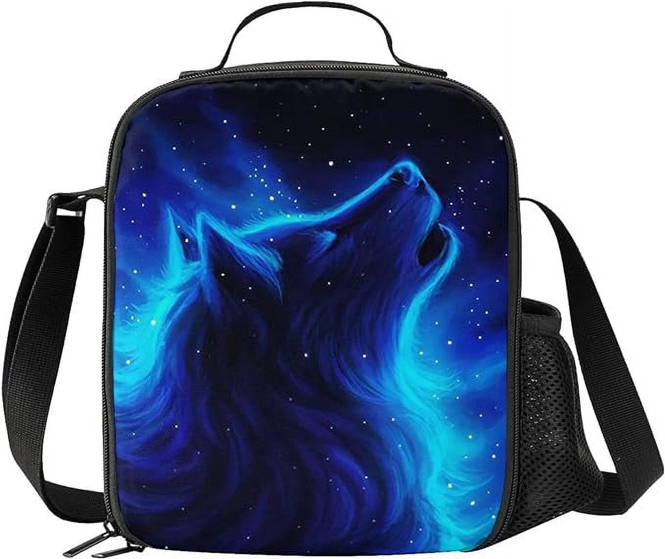 PrelerDIY Blue Galaxy Wolf Lunch Box Insulated Meal Bag Lunch Bag Food ...