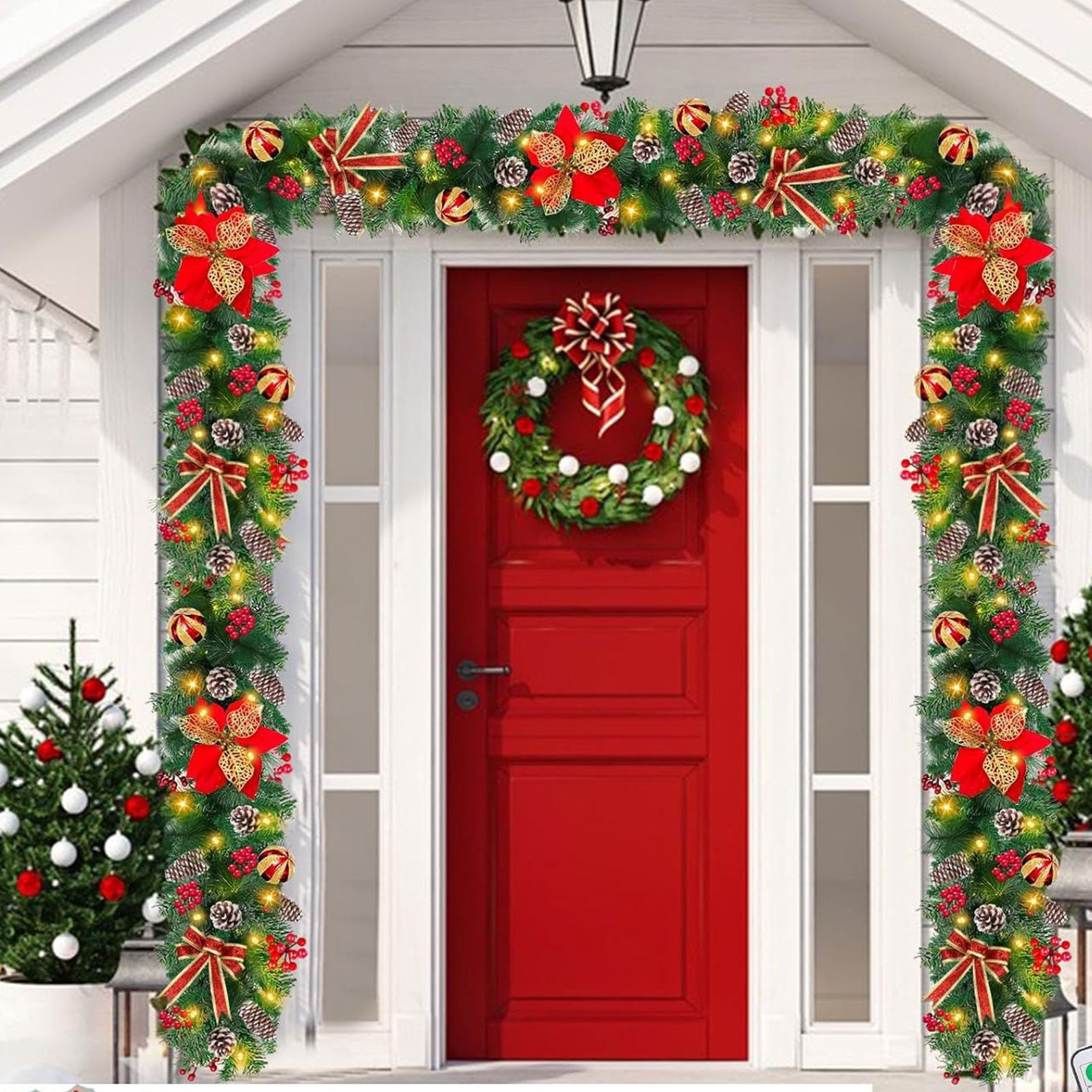 Prelit Artificial Christmas Garland,9FT Christmas Wreath for Christmas ...