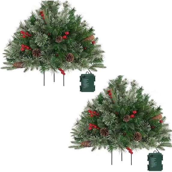 Prelit Planter Bushes, Christmas Tree Urn Filler, Faux Holiday Planter ...