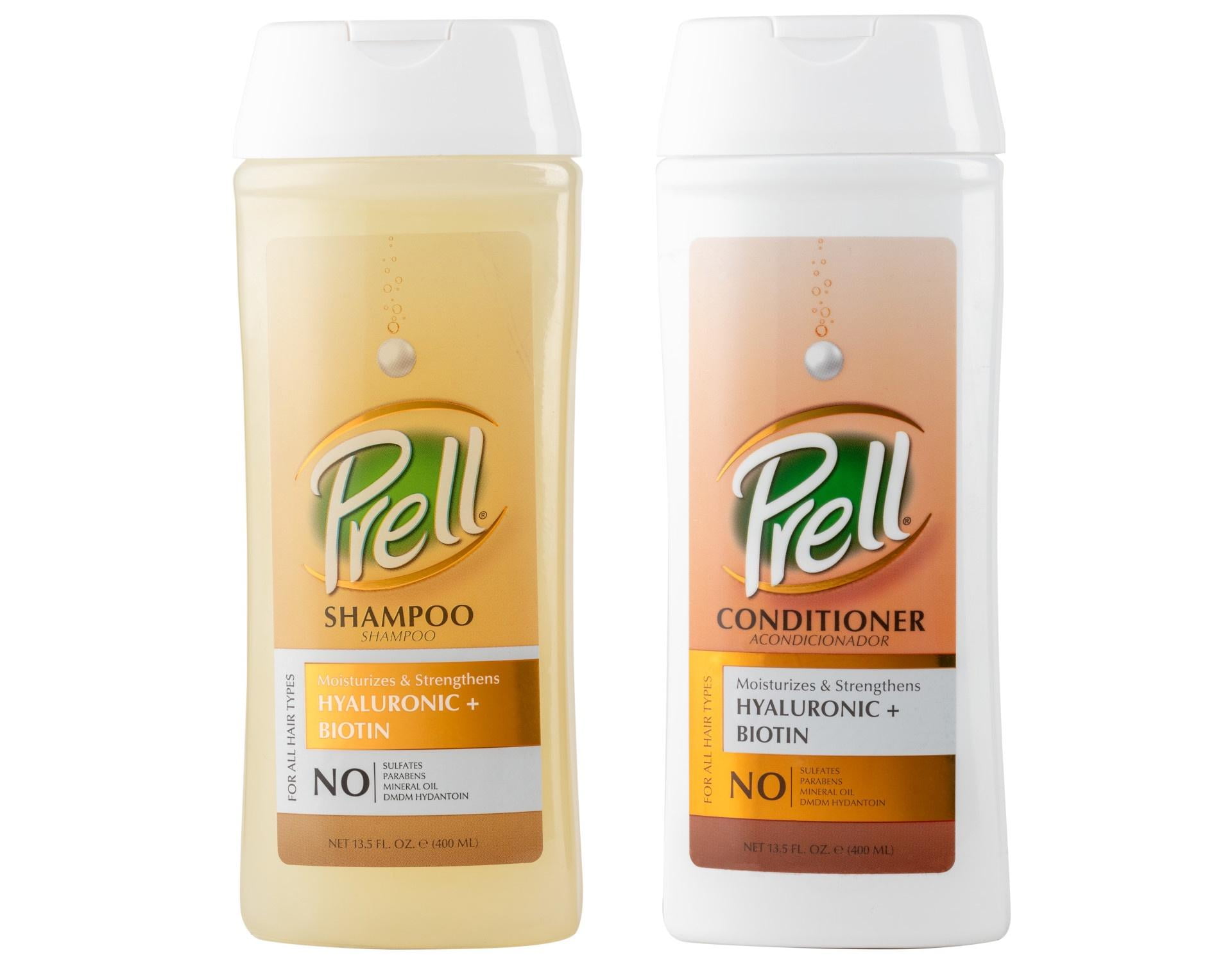Prell Hyaluronic Biotin Shampoo and Conditioner, Moisturizes ...