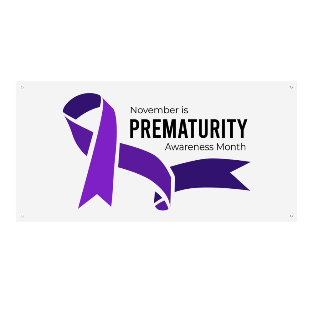 Prematurity Awareness Month Purple Ribbon Banners Flag Hanging Backdrop ...