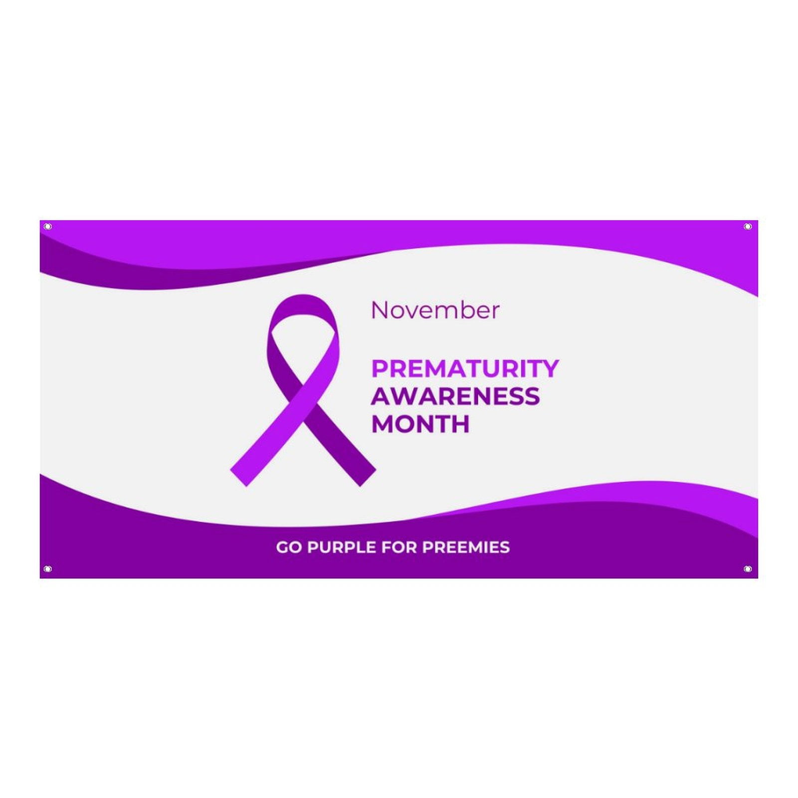 Prematurity Awareness Month Purple Ribbon Banners Flag Hanging Backdrop ...