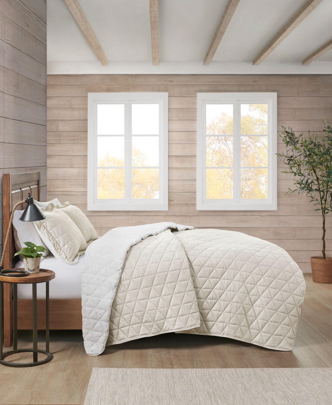 Premier Comfort Signature Reversible Printed Herringbone to Faux Fur ...