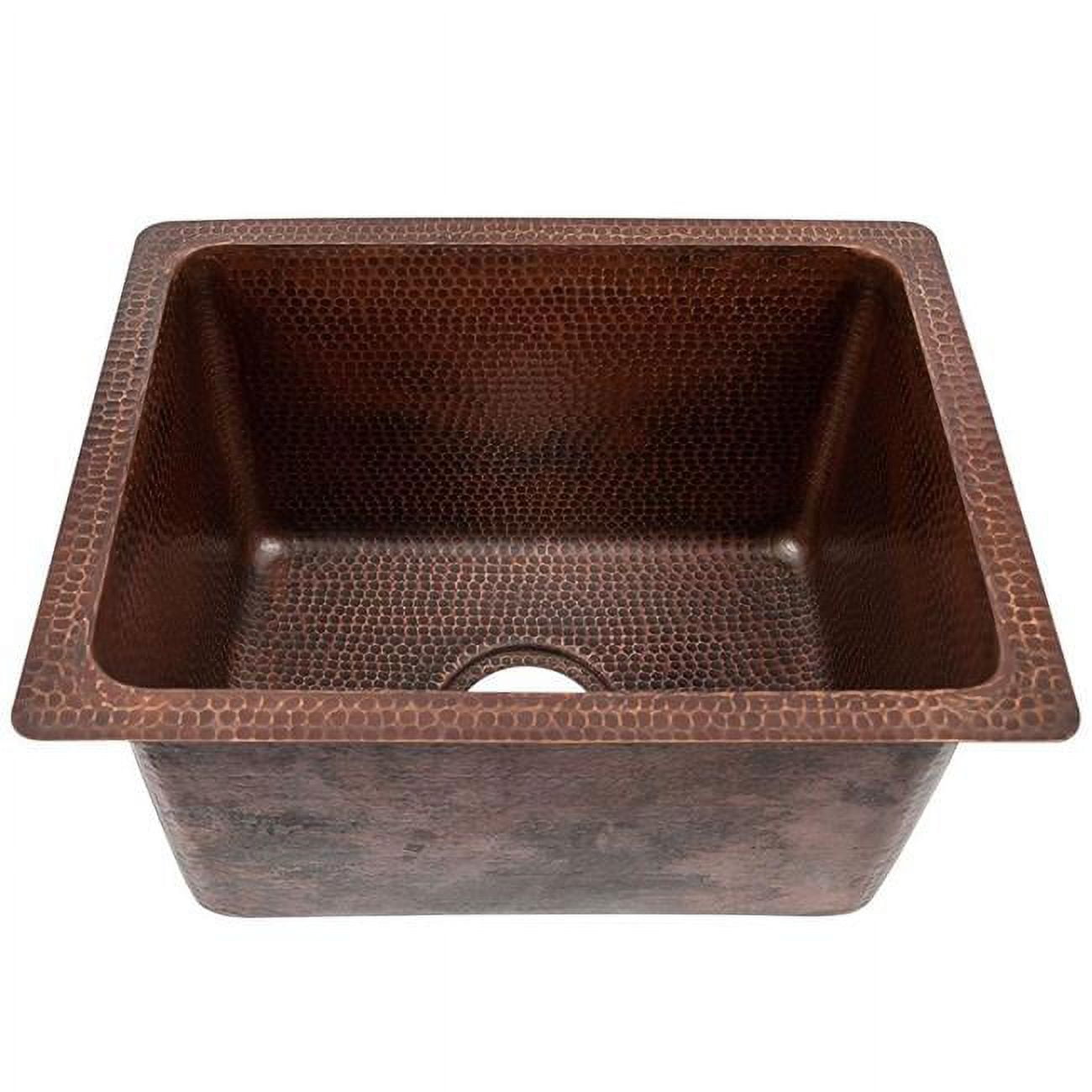 17" Rectangle Hammered Copper Bar/Prep/Laundry/Utility Sink w/ 3.5 ...
