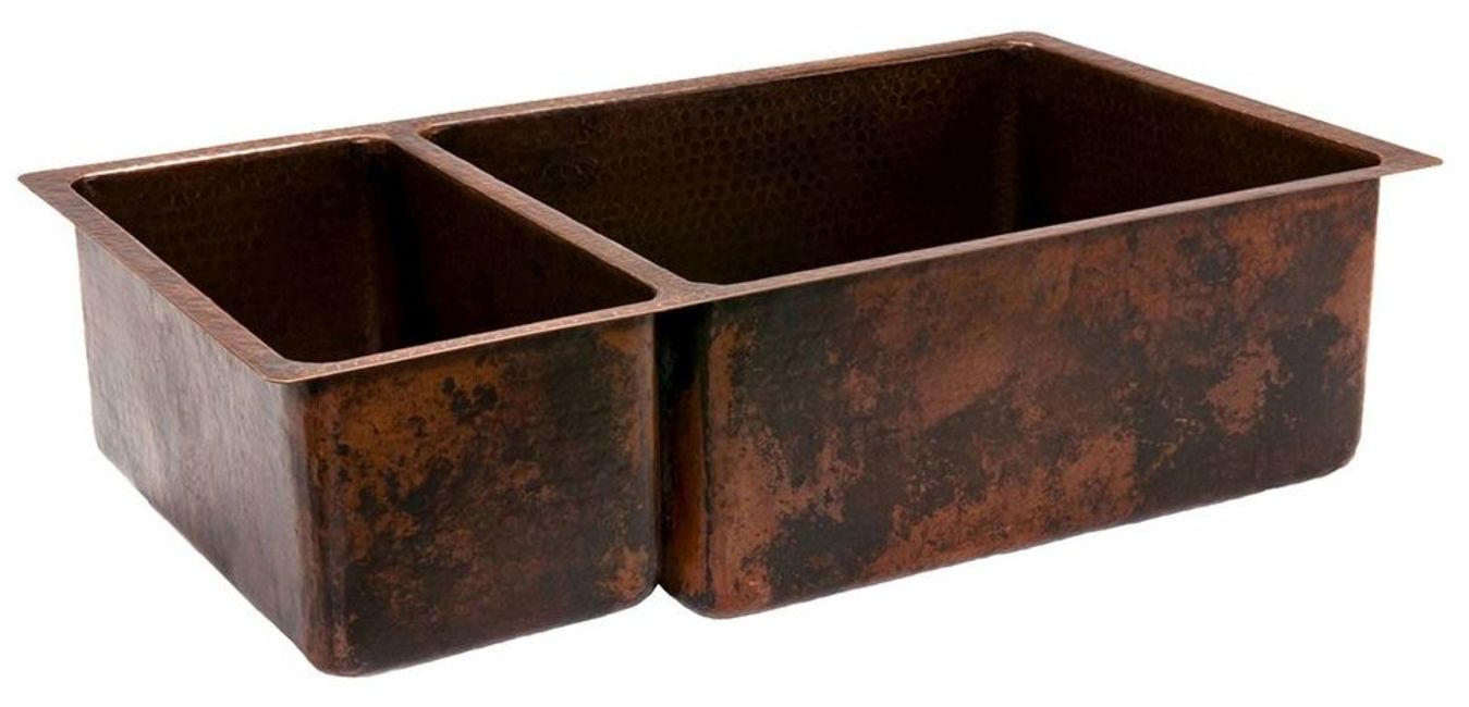 Premier Copper Products K25db33199 33" Undermount Double Basin Copper ...
