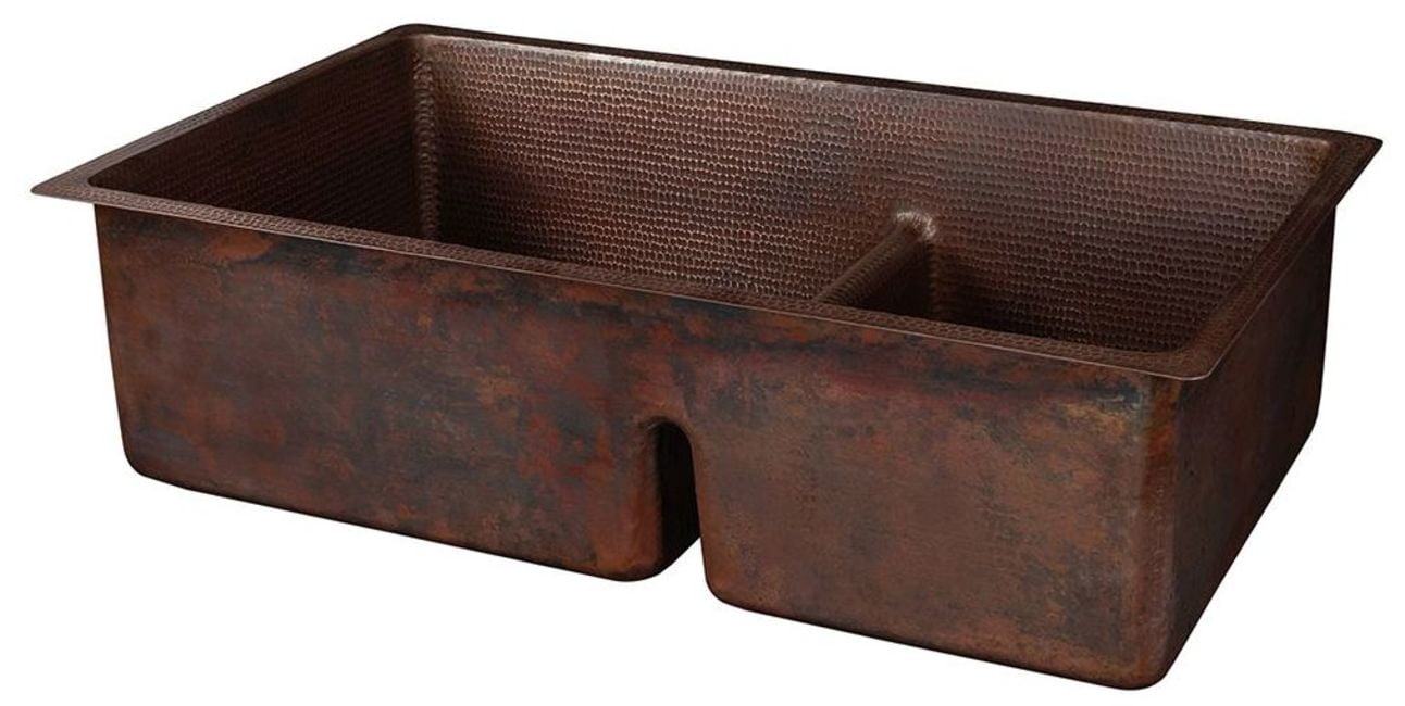 Premier Copper Products K60db33199-Sd5 33" Undermount Double Basin ...