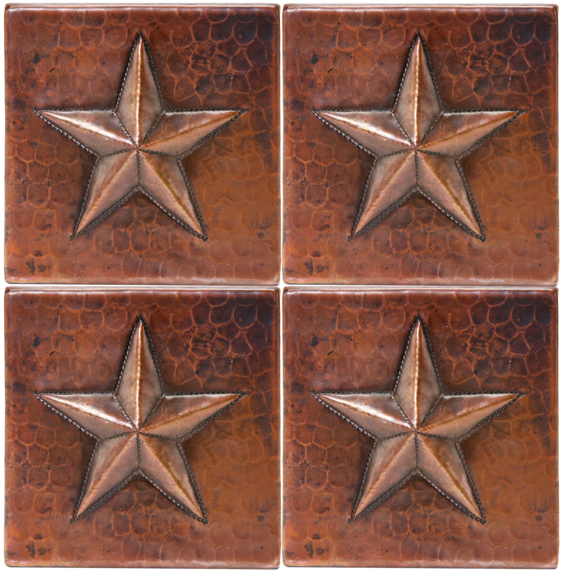 Premier Copper Products T4DBS-PKG4 4 x 4 in. Hammered Copper - Star ...