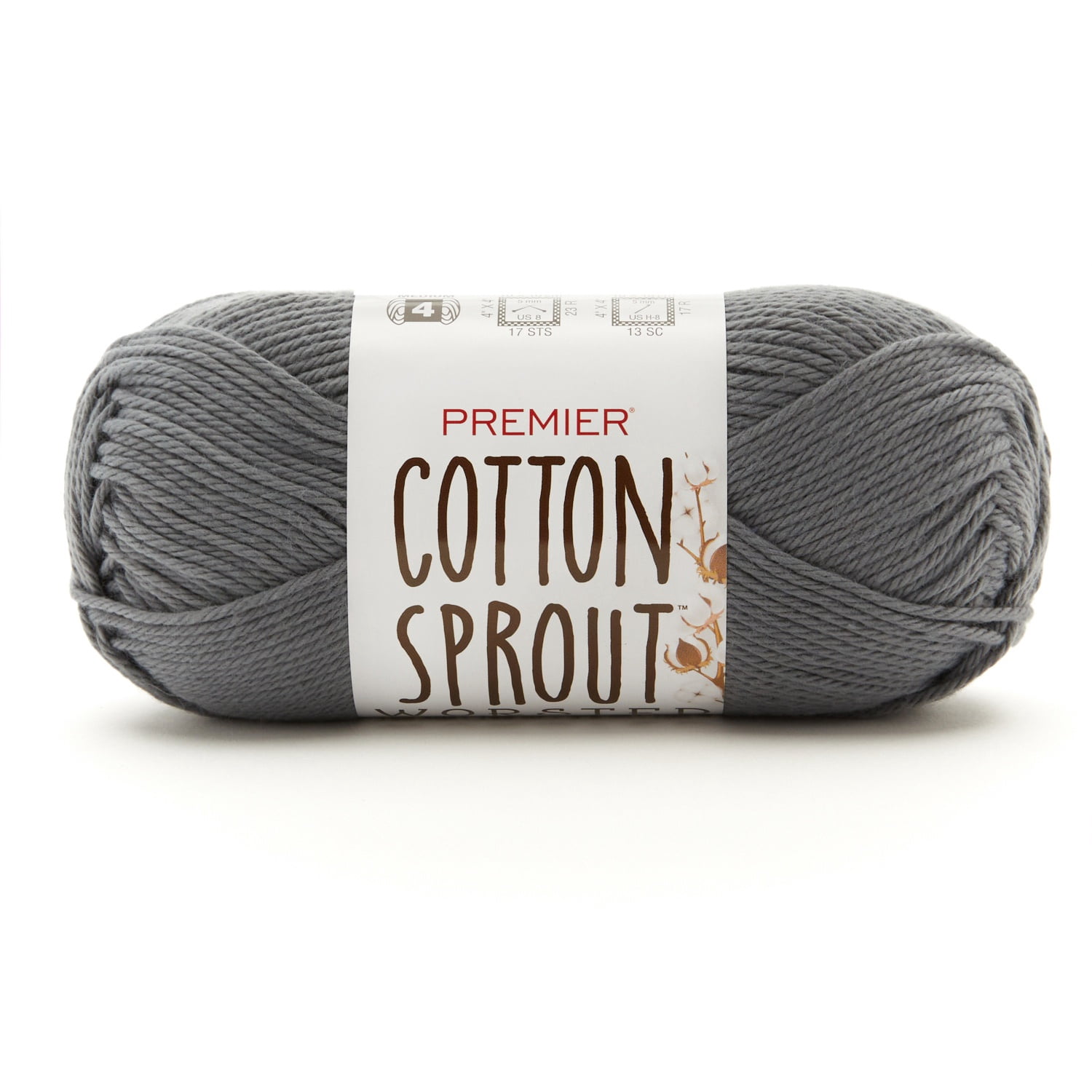 Premier Yarns Cotton Sprout Worsted Yarn-Gray - Walmart.com