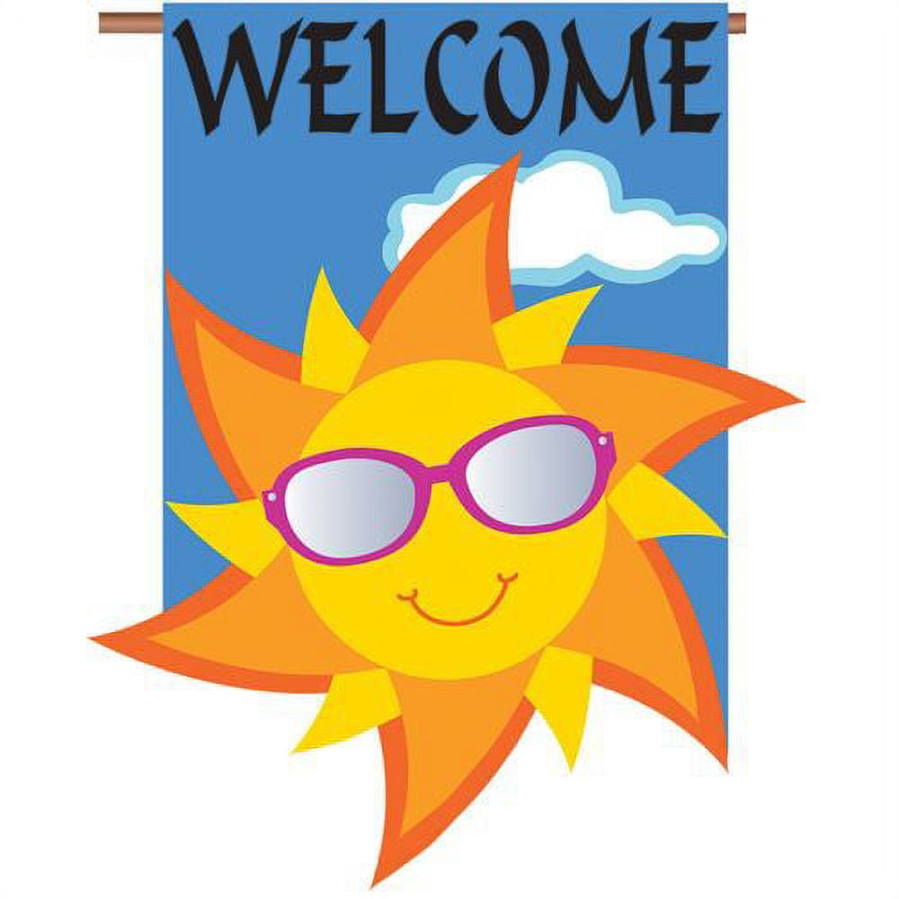 Premier Double Appliqued House Flag - Welcome Sun - Walmart Business Supplies