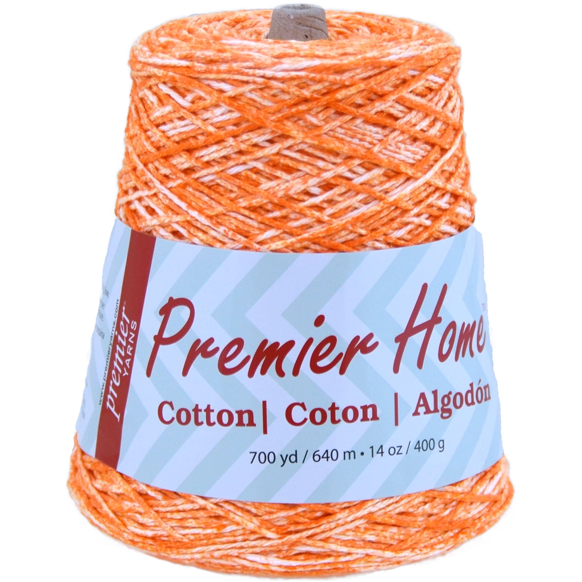 Premier Yarns Home Cotton Blend Yarn Cone, Tangerine Splash, 700 yards ...