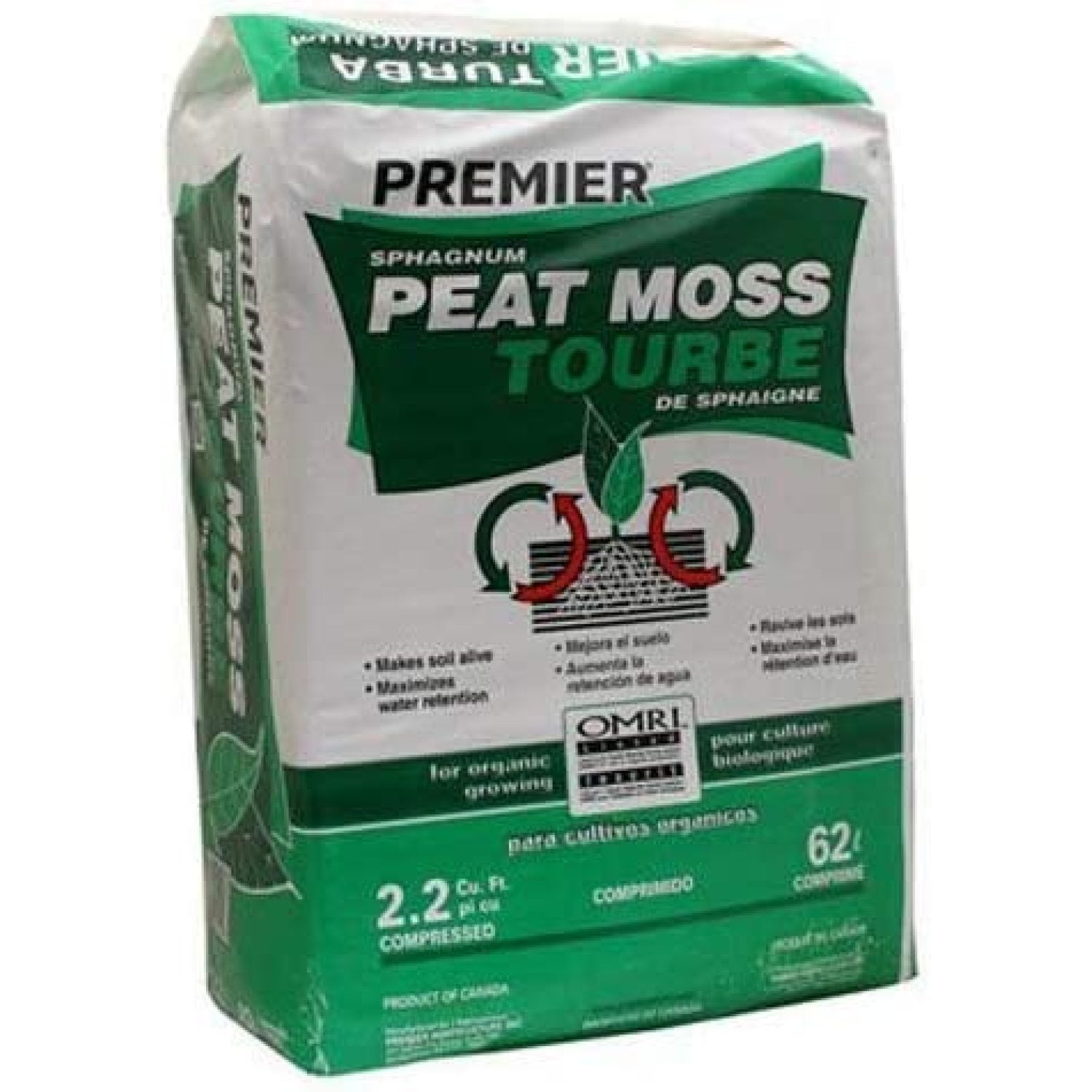 Premier Horticulture 2.2Cu Ft Sphag Peat Moss - Walmart.com
