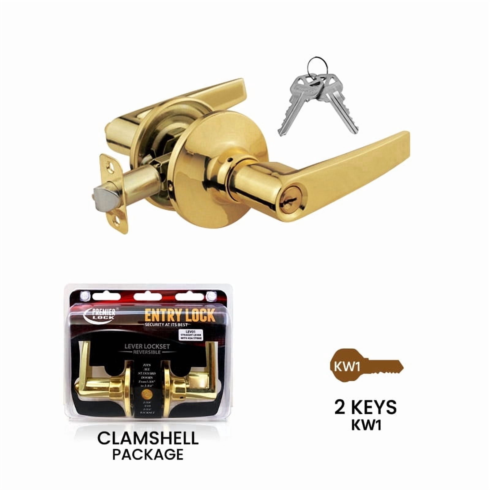 Premier Lock Brass Plated Commercial Entry Lever 2 KW1 Keys - Walmart.com