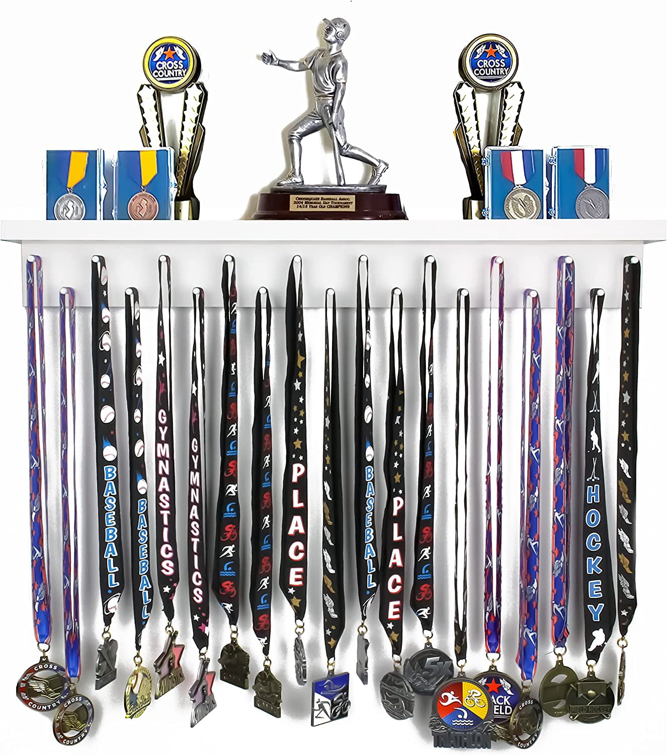 Premier Medal Hanger Display Rack and Trophy Shelf for Gymnastics ...