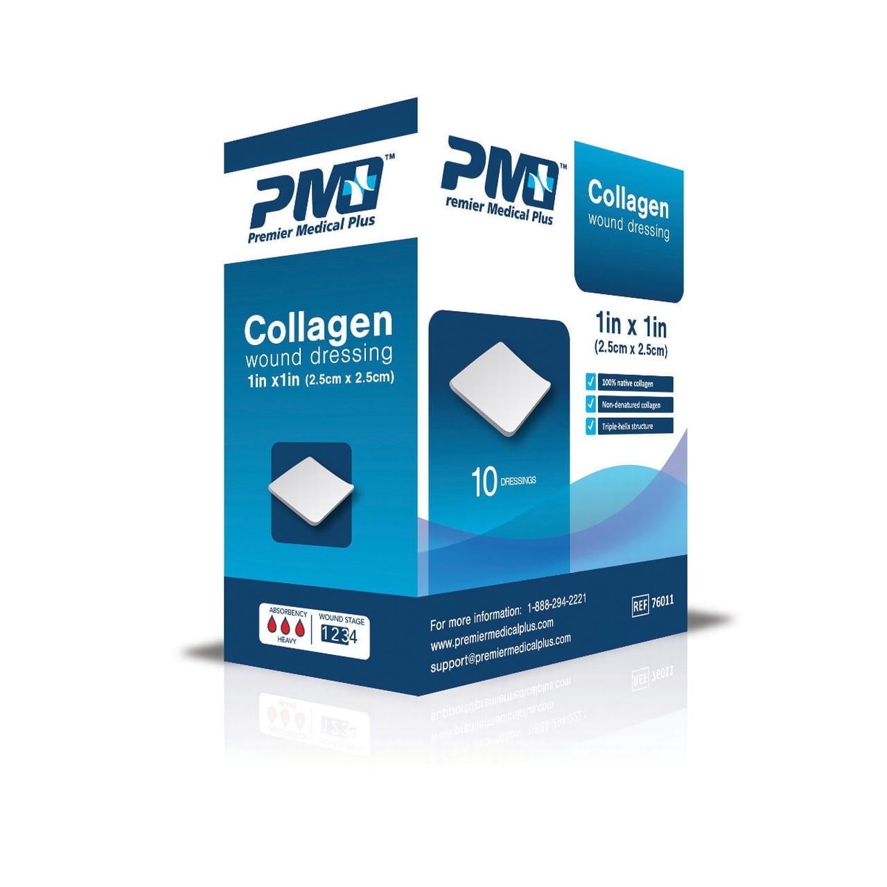 Premier Medical Collagen Wound Dressing 1 in x 1 in (10 Dressings ...