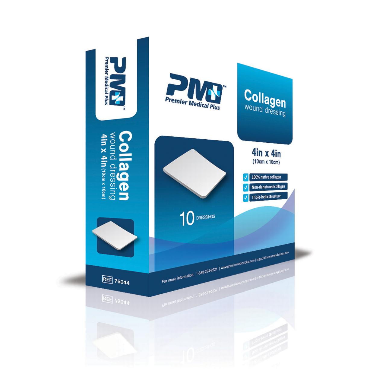 Premier Medical Collagen Wound Dressing 4 in x 4 in (10 Dressings ...