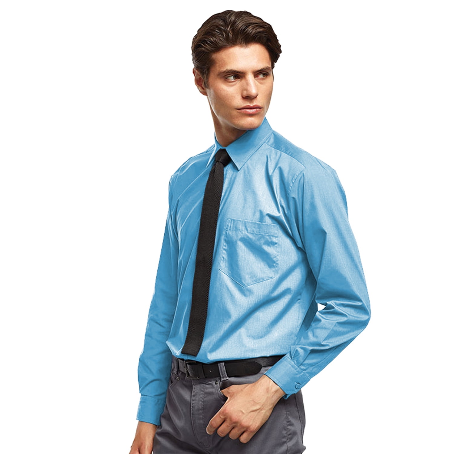 Premier Mens Premier Poplin Long-Sleeved Formal Shirt - Walmart.com