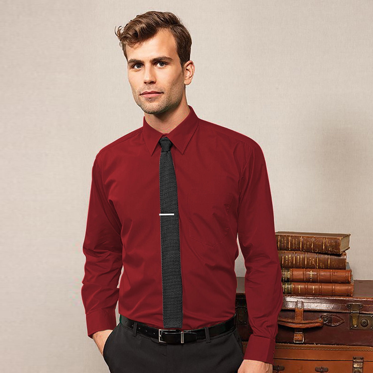 Premier Mens Premier Poplin Long-Sleeved Formal Shirt - Walmart.com