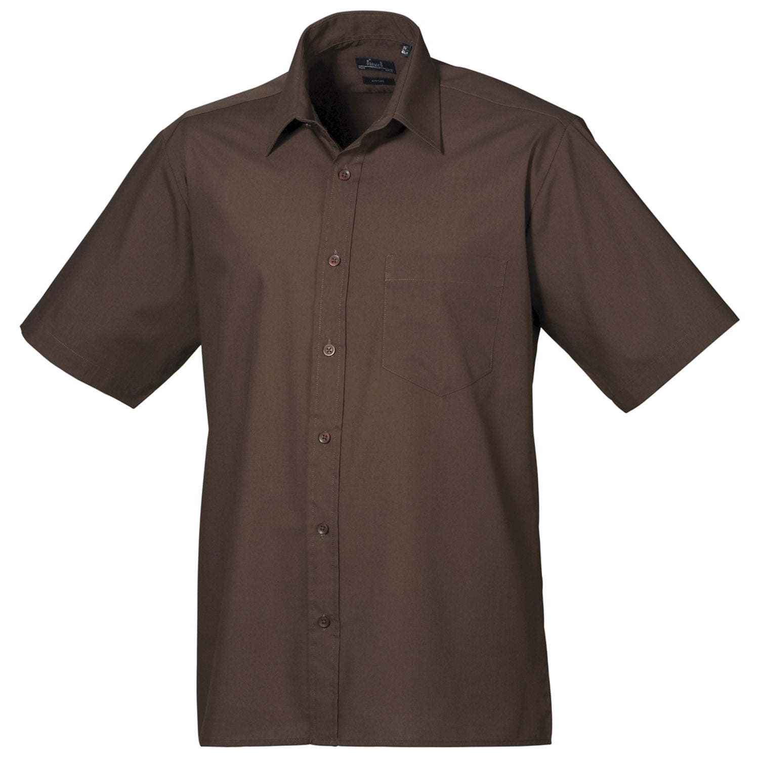 Premier Mens Short Sleeve Formal Poplin Plain Work Shirt - Walmart.com