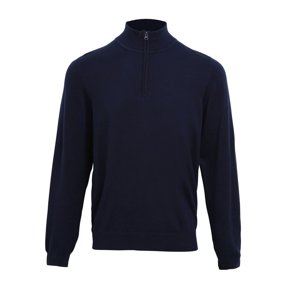 Mens Dark Blue Heather Fleece Pullover Quarter Zip Sweater XXL ...