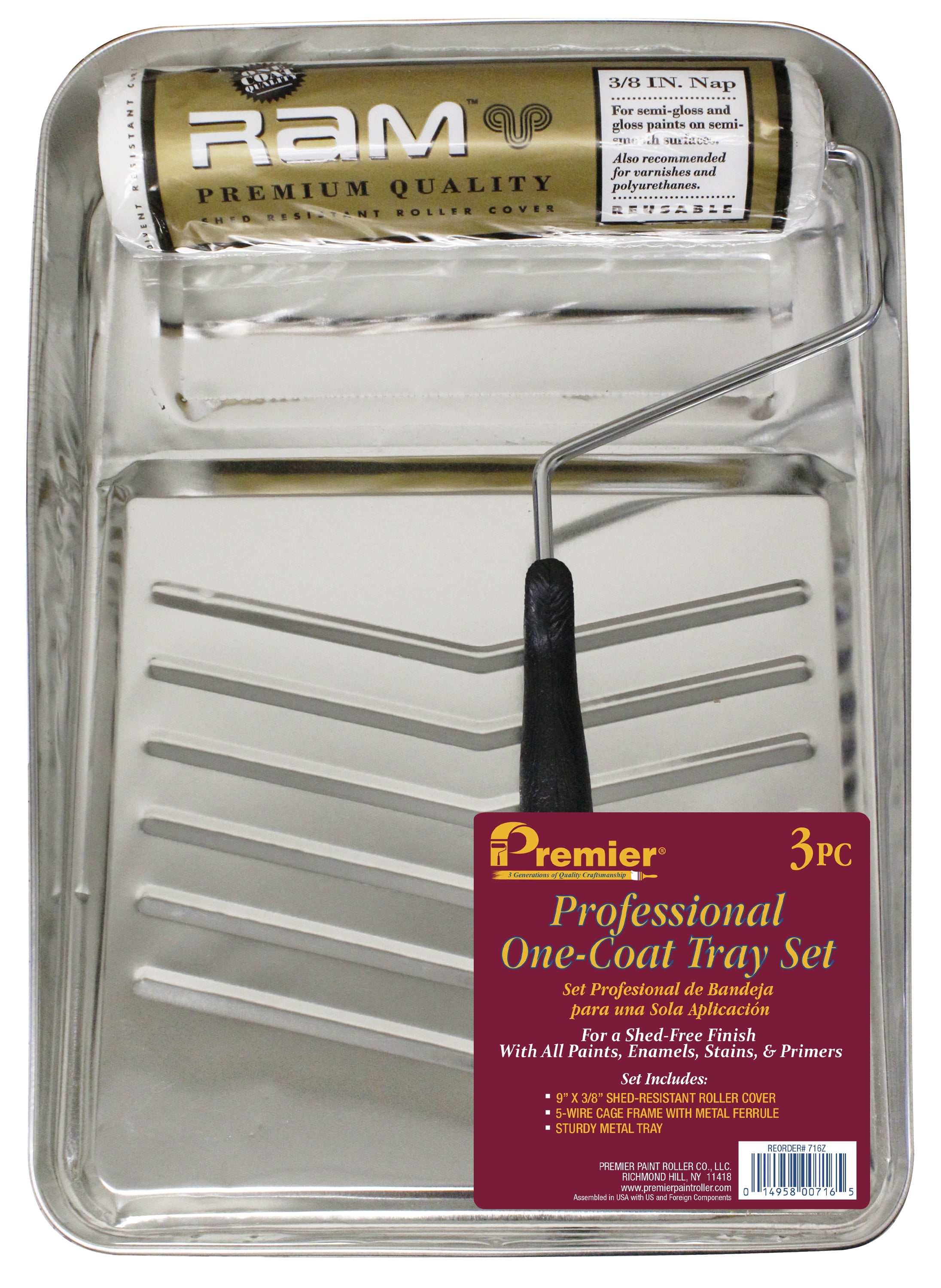 Premier Paint Roller 3-Piece Paint Kit with Metal Tray - Walmart.com