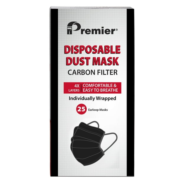 Premier Paint Roller Dust Face Mask 4-Layer Carbon Filter (Black) (25 ...