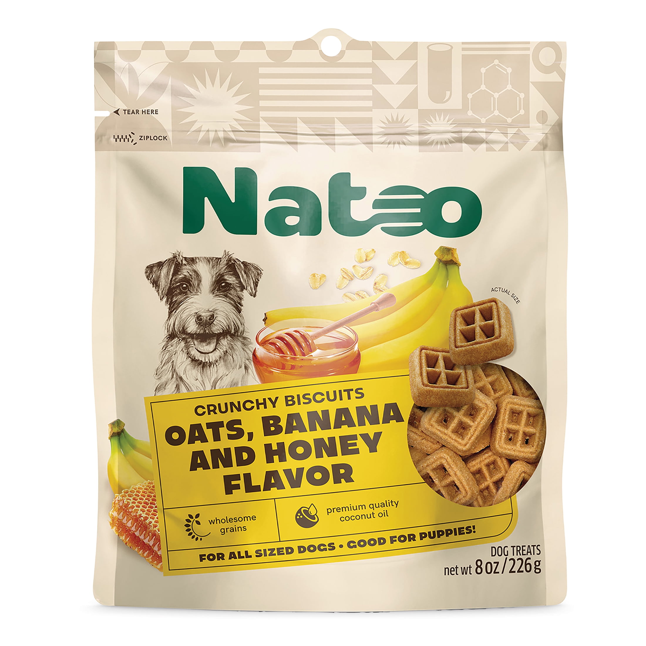NATOO Dog Treats, Crunchy Biscuits Oats Banana and Honey, Natural Dog ...