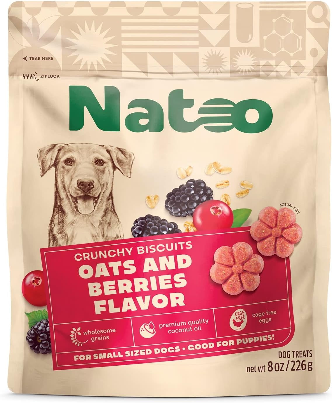 NATOO Biscuits for Small Dogs & Puppies Crunchy Dog Treats, Oats ...