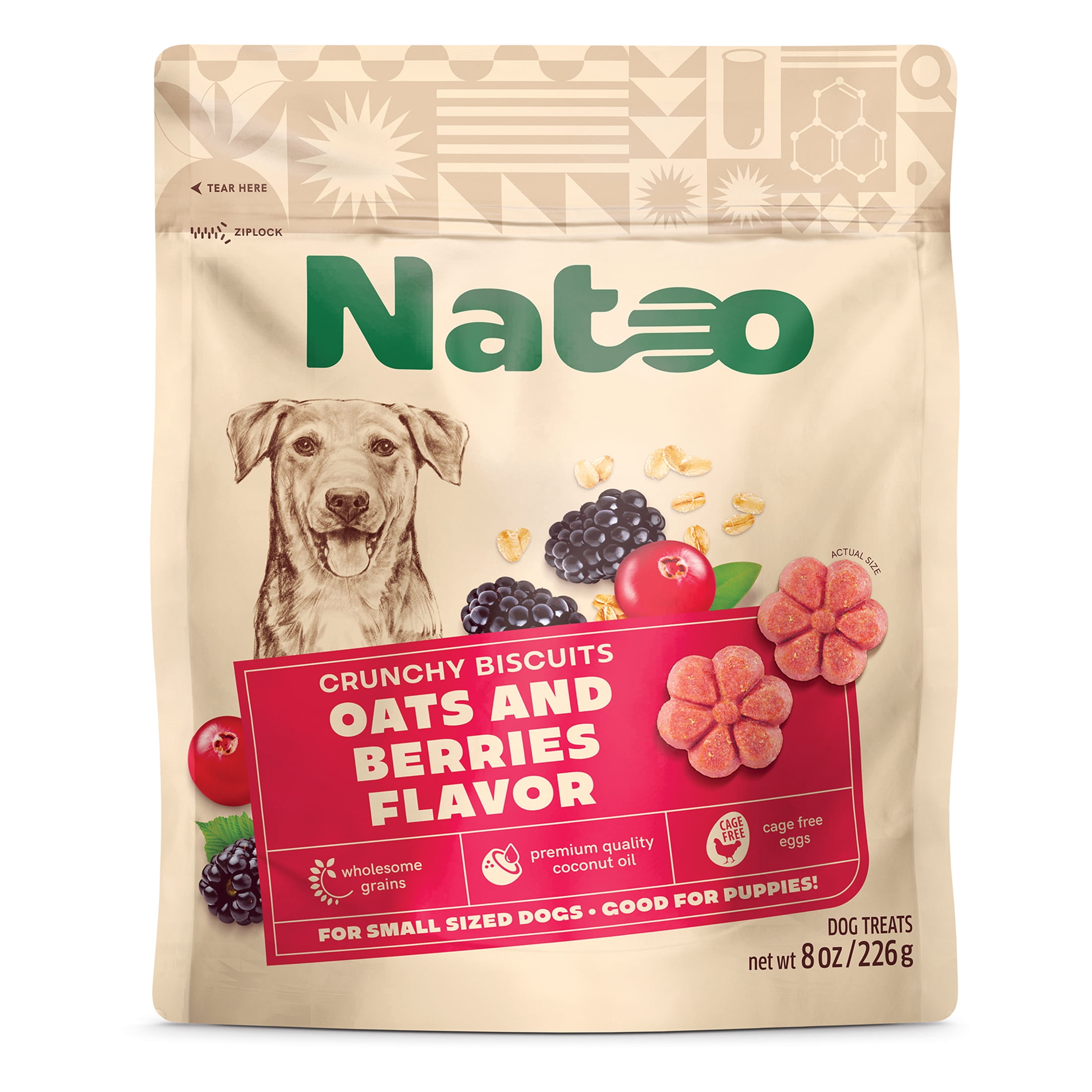 NATOO Biscuits for Small Dogs & Puppies Crunchy Dog Treats, Oats ...