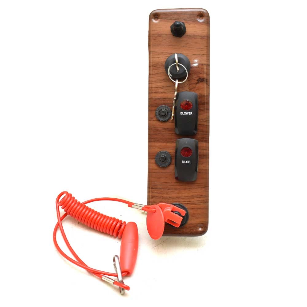 Premier Pontoon Boat Ignition Switch Panel | 2 3/4 x 10 Inch Woodgrain ...