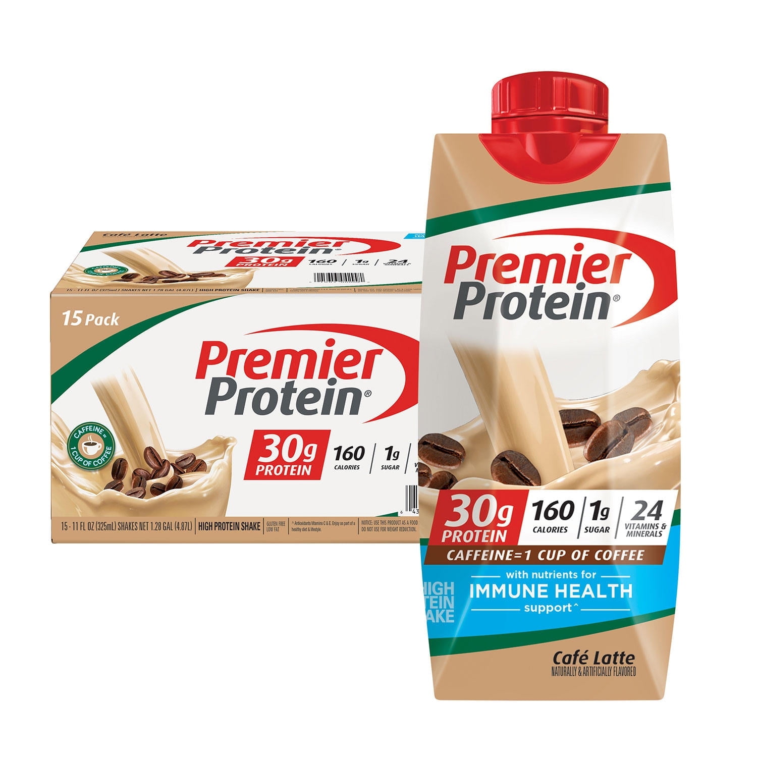 Premier Protein 30g Café Latte High Protein Shake, Liquid Drink (11 fl. oz., 15 pk.) - Walmart.com
