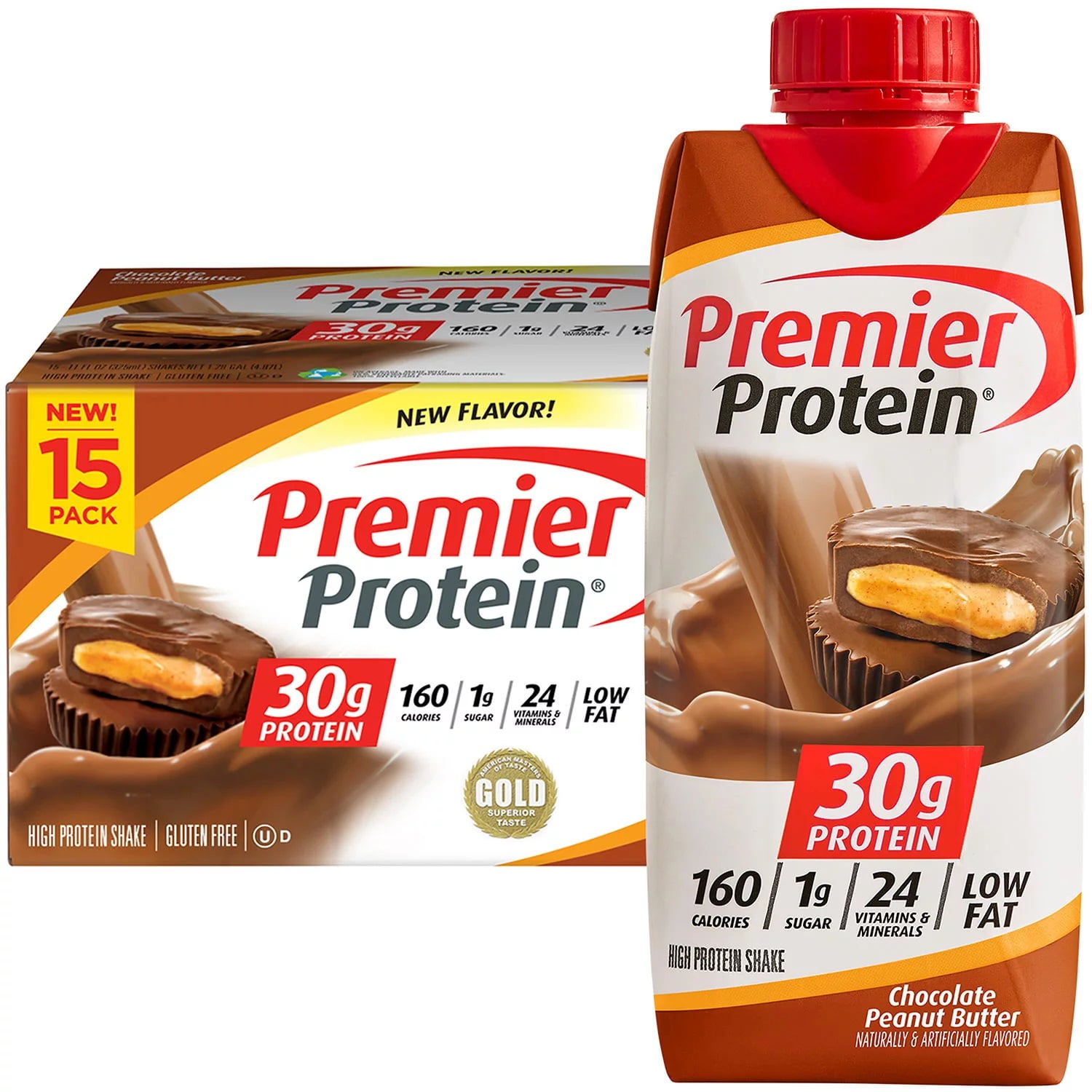 Premier Protein Shake, Chocolate Peanut Butter, 30g Protein, 11 fl. oz ...
