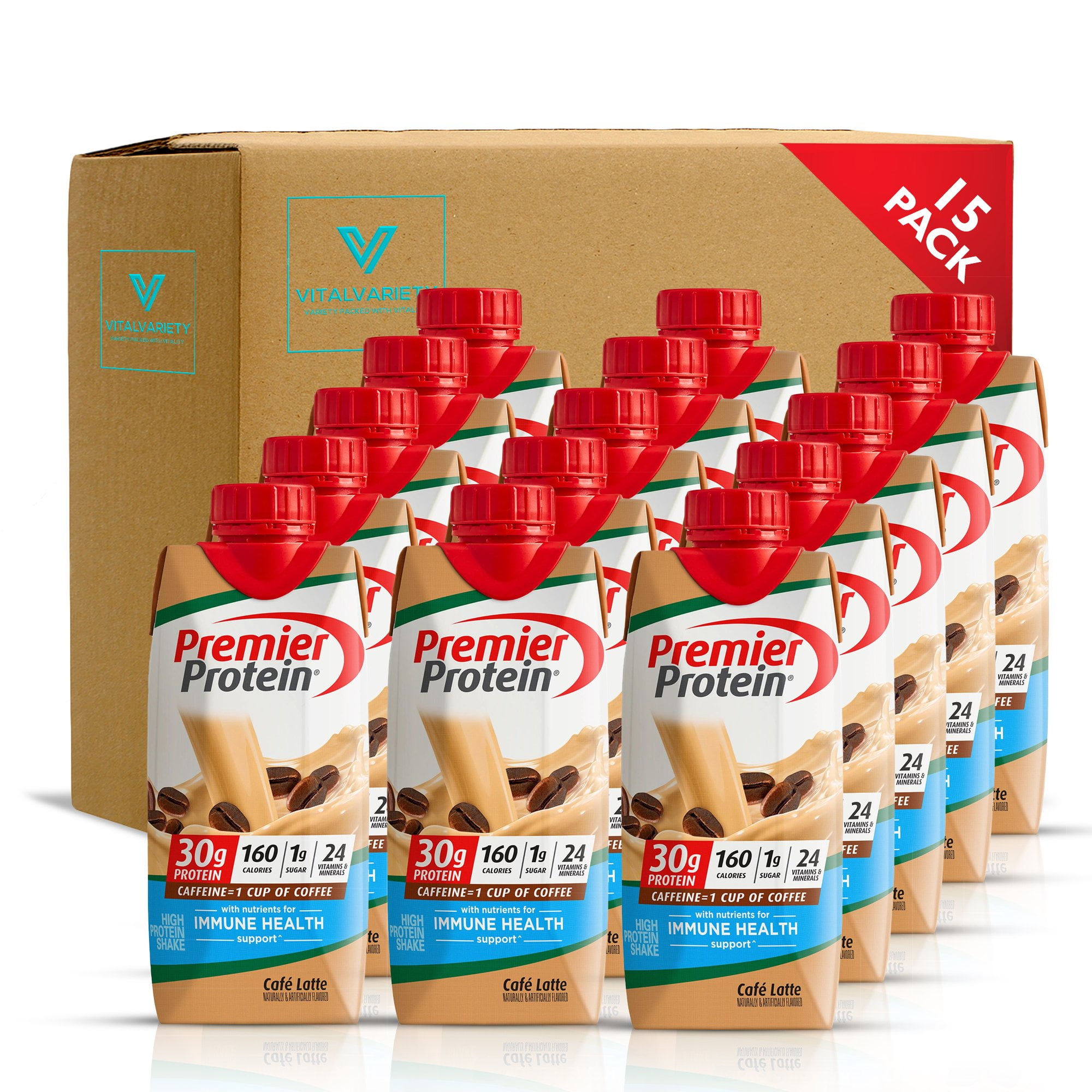 Premier Protein Cafe Latte High Protein Shakes 11 Fl. Oz Each 15pk - Walmart.com