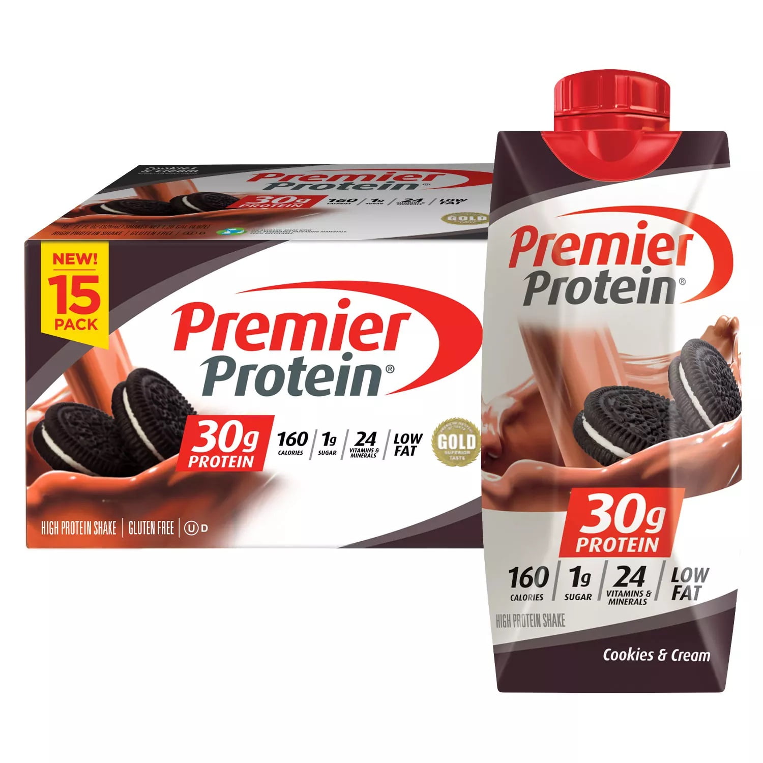 Premier Protein High Protein Shake, Cookies and Cream, 11 oz, 30g ...