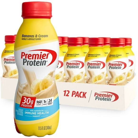 Premier Protein Shake, Bananas & Cream, 30g Protein, 11.5 fl oz, 12 Ct