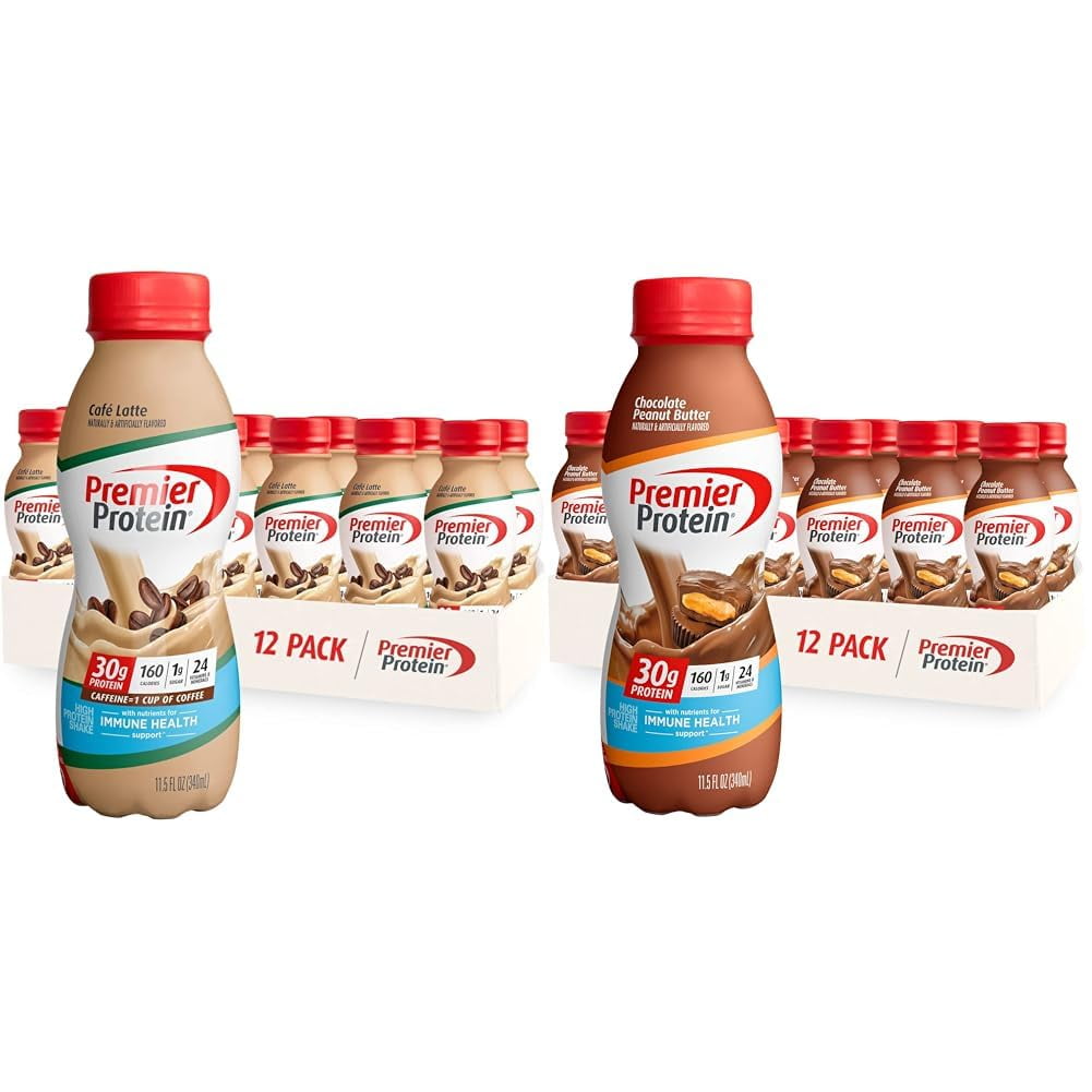 Premier Protein Shake Bundle, Café Latte And Chocolate Peanut Butter ...