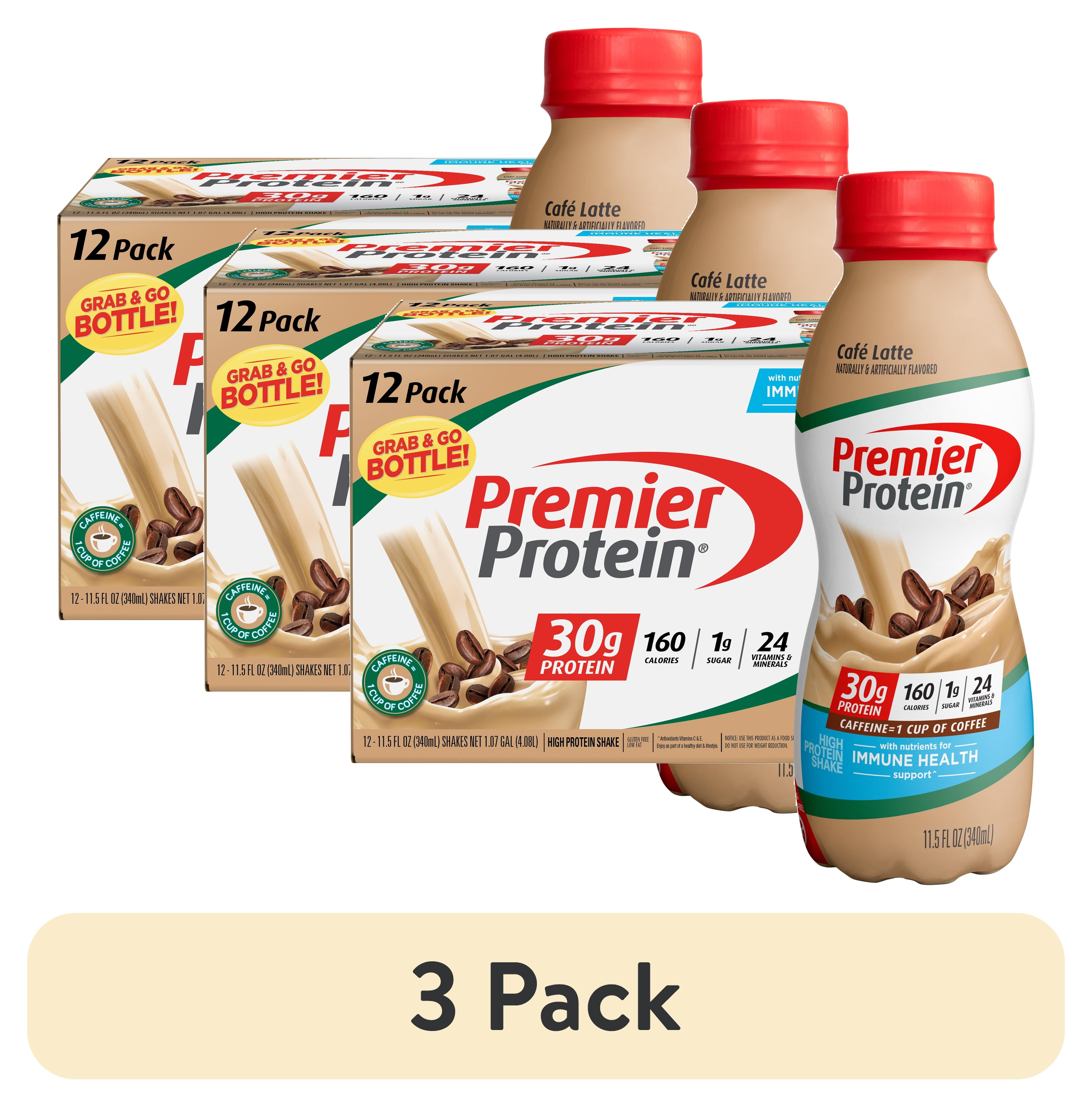 (3 pack) Premier Protein Shake, Café Latte, 30g Protein, 11.5 fl oz, 12 Ct - Walmart.com