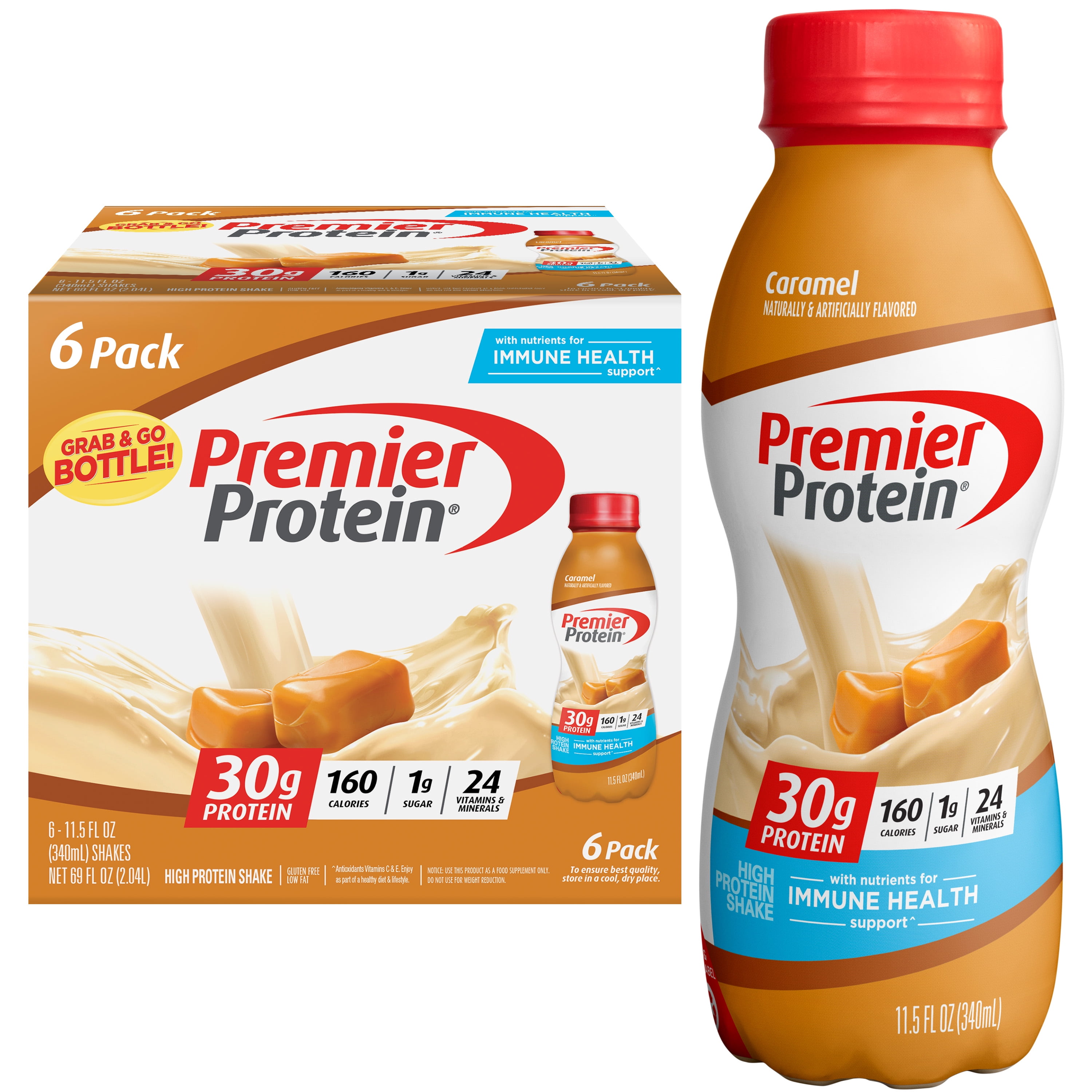 Premier Protein Shake, Caramel, 30g Protein, 11.5 Fl Oz, 6 Ct - Walmart.com