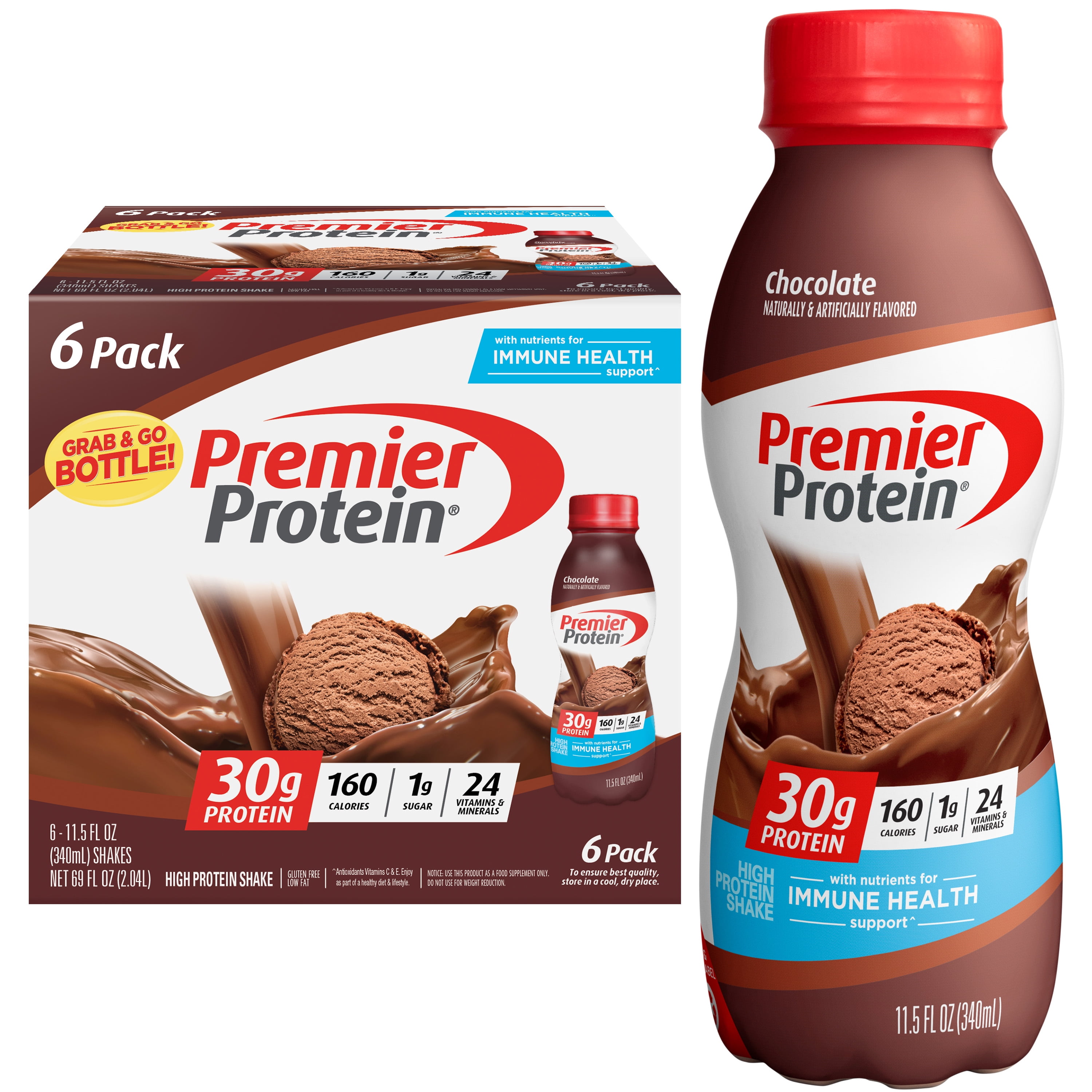 Premier Protein Shake, Chocolate, 30g Protein, 11.5 Fl Oz, 6 Ct - Walmart.com