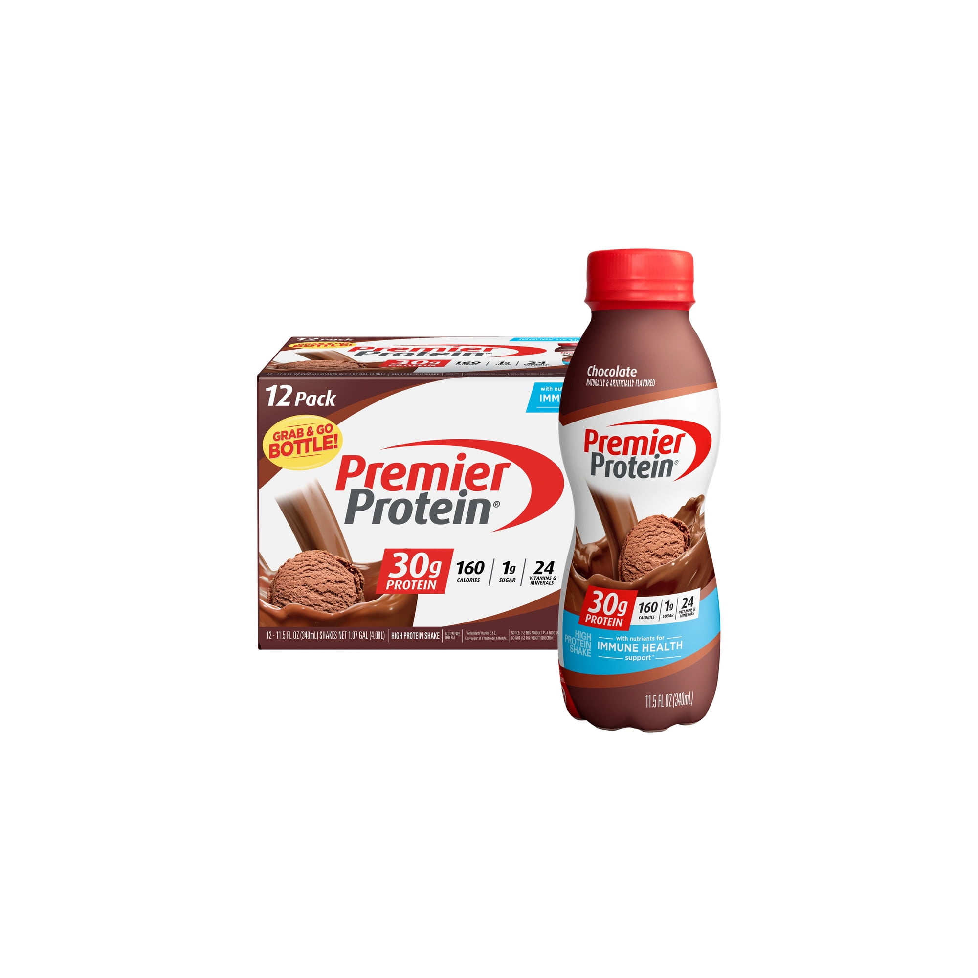 Premier Protein Shake Chocolate 30g Protein 11.5 fl oz (Pack of 20) - Walmart.com