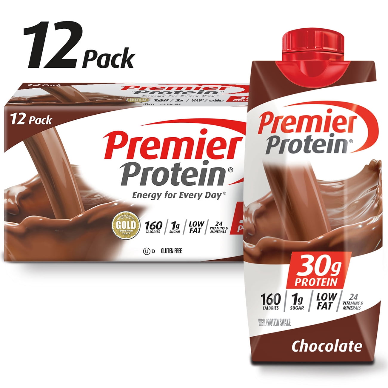 Premier Protein Shake, Chocolate, 30g Protein, 11 fl oz, 12 Ct ...