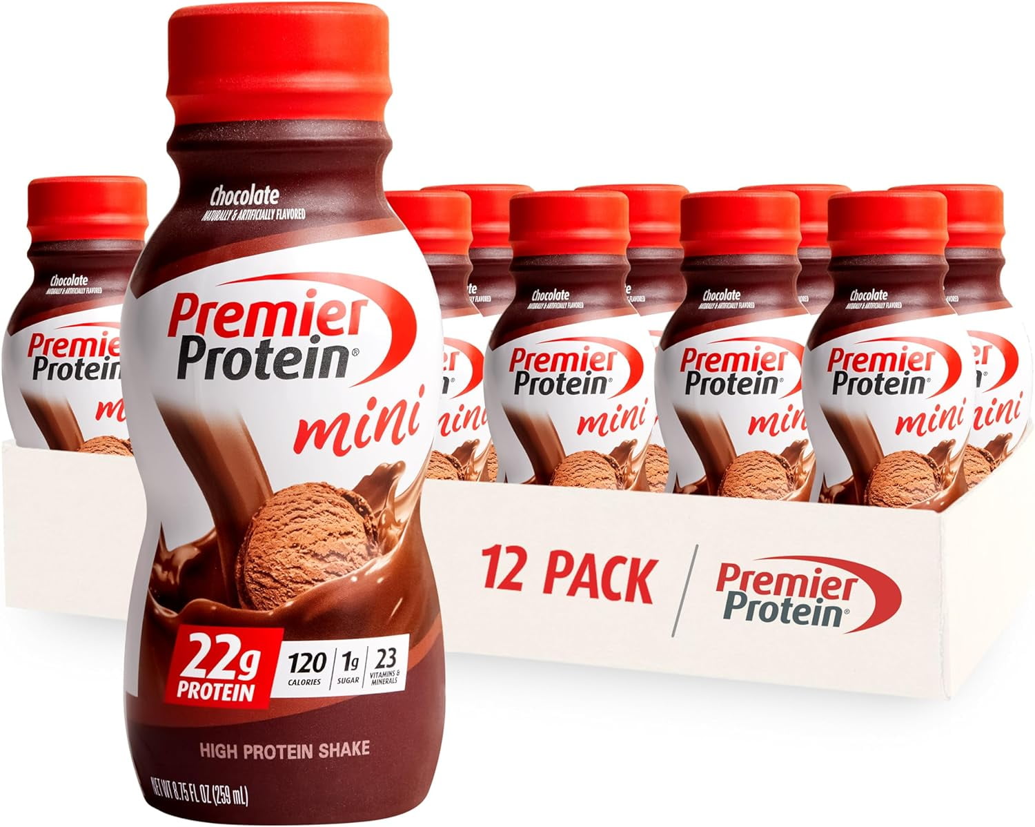 Premier Protein Shake MINIs, Chocolate, 22g Protein, 120 Calories, 1g ...