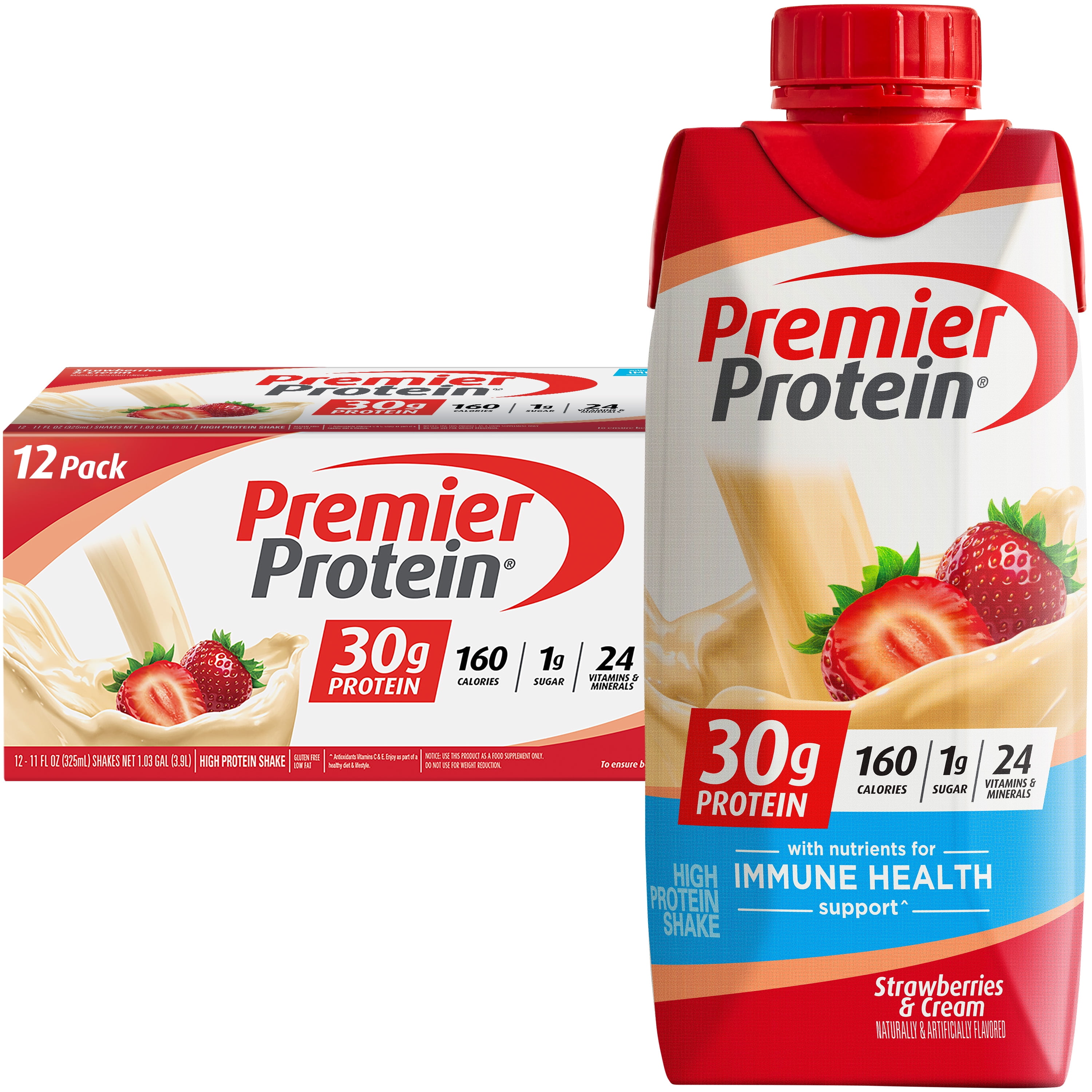 Premier Protein Shake, Strawberries & Cream, 30g Protein, 11 Fl Oz, 12 Ct - Walmart.com