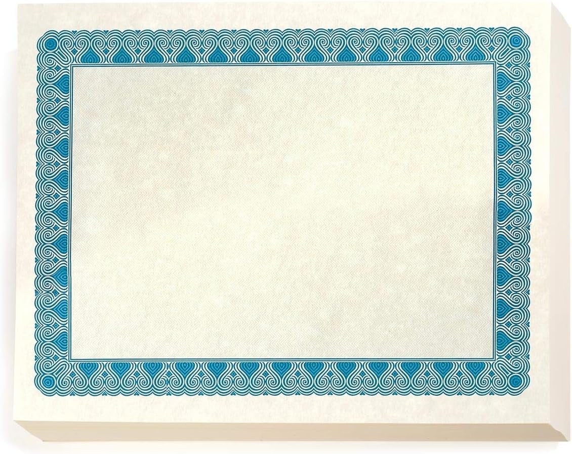 Premier Standard Certificate Paper, Blue Border, 8 1/2 Inch x 11 Inch ...