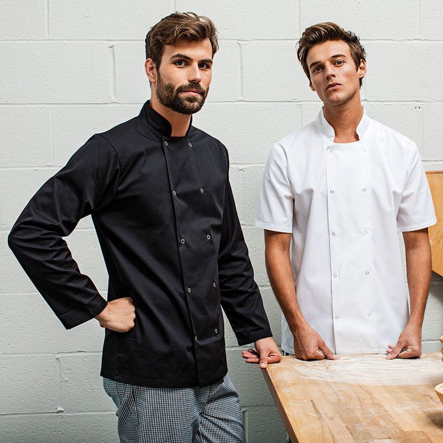Premier Studded Front Long Sleeve Chefs Jacket / Chefswear - Walmart.com