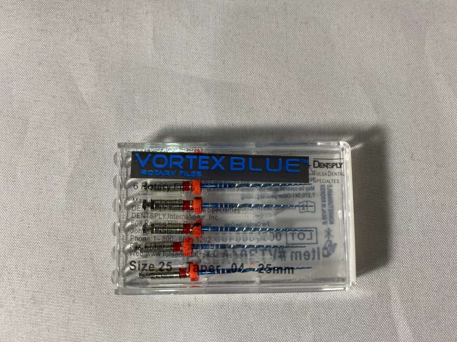 Dentsply Tulsa Dental Vortex Blue Rotary Files 25mm 0.04 Taper NiTi ...